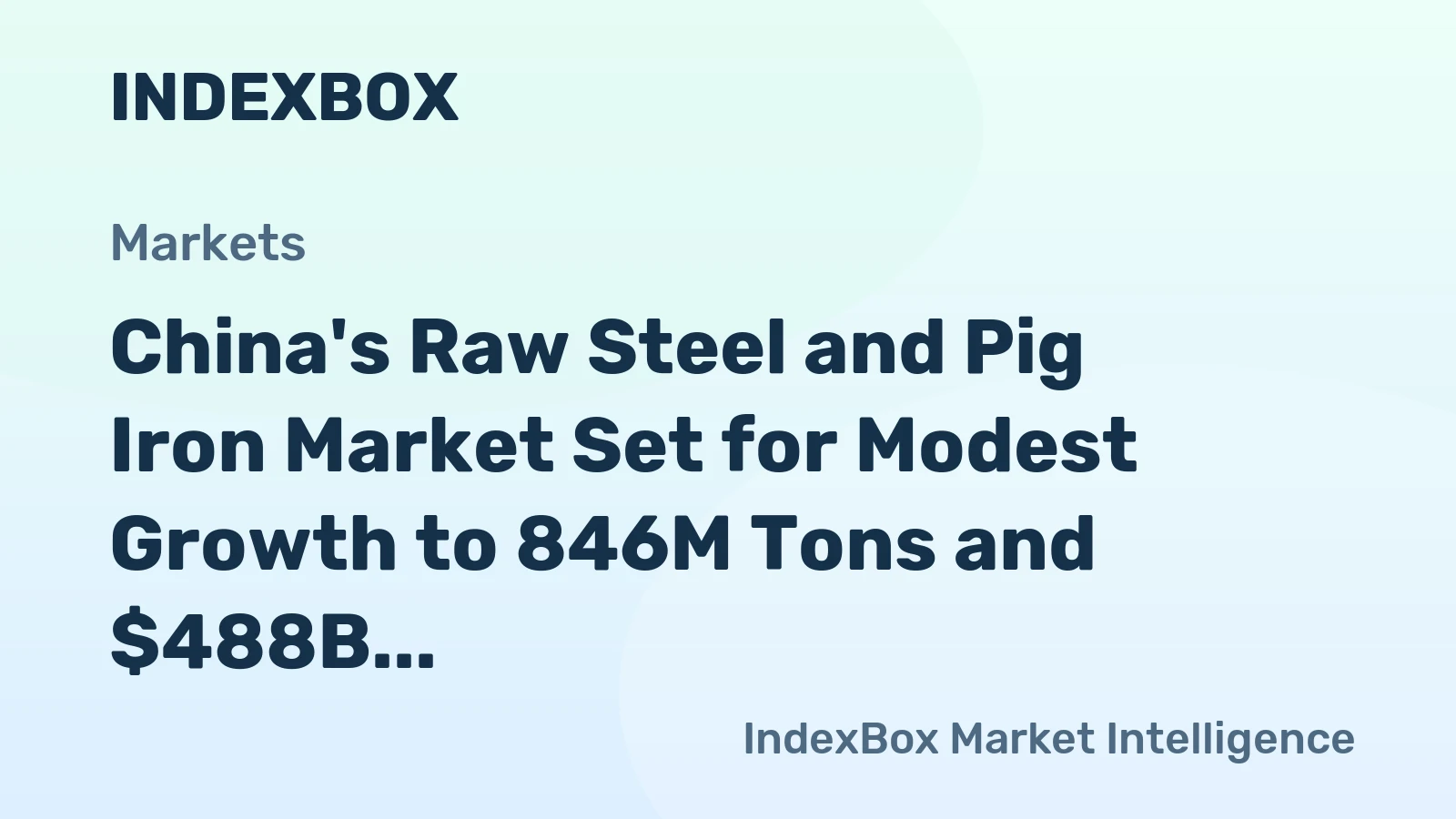 China's Raw Steel and Pig Iron Market Set for Modest Growth to 846M Tons and $488B in Value