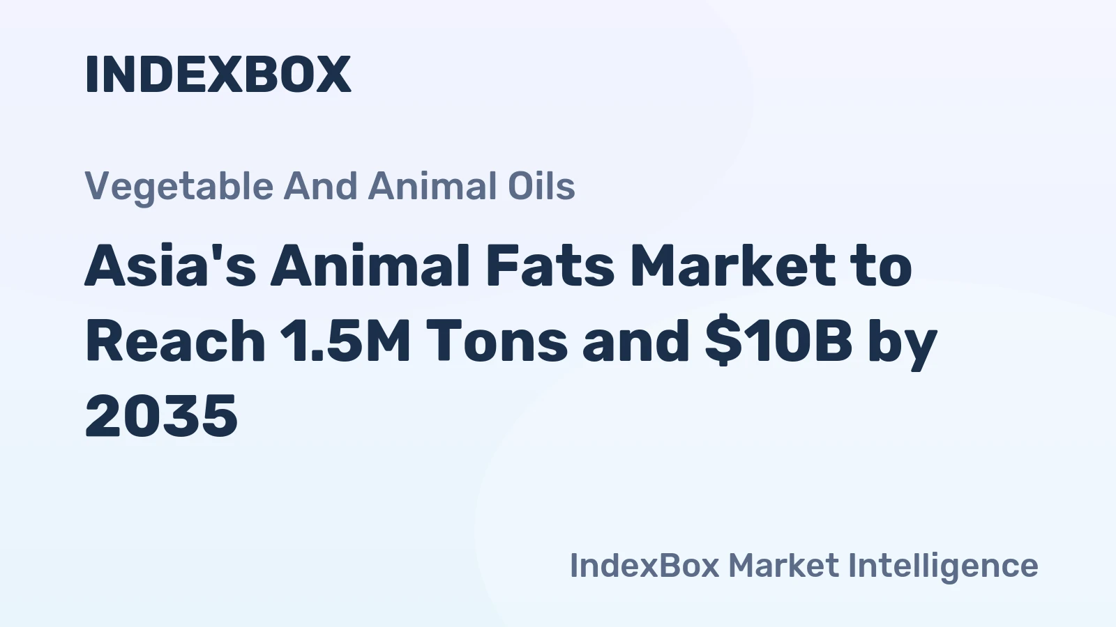 Asia's Animal Fats Market to Reach 1.5M Tons and $10B by 2035