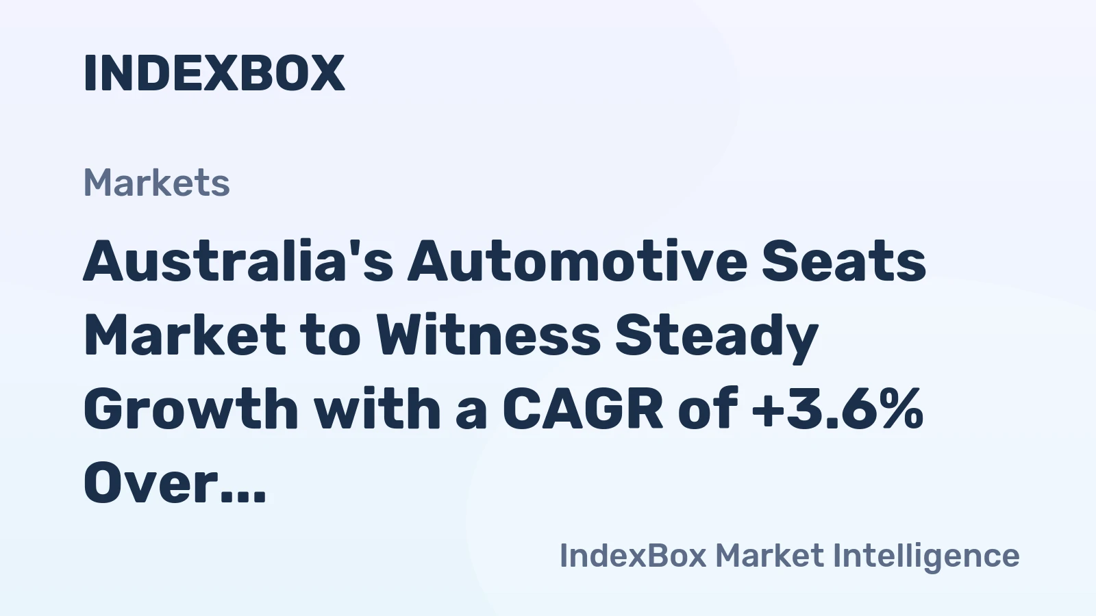 Australia's Automotive Seats Market to Witness Steady Growth with a CAGR of +3.6% Over the Next Decade