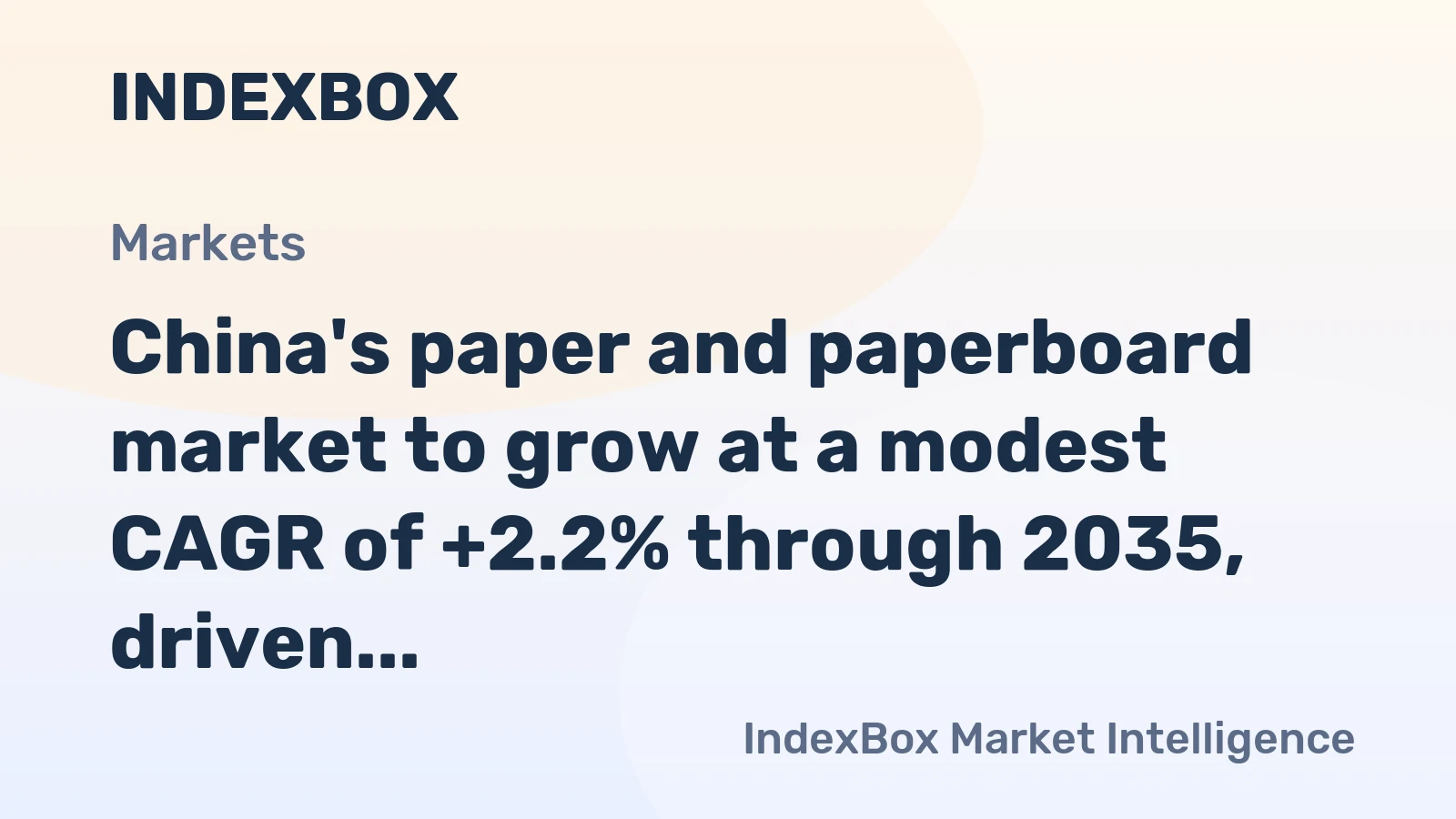 China's paper and paperboard market to grow at a modest CAGR of +2.2% through 2035, driven by sustained demand, to reach $184.7B.