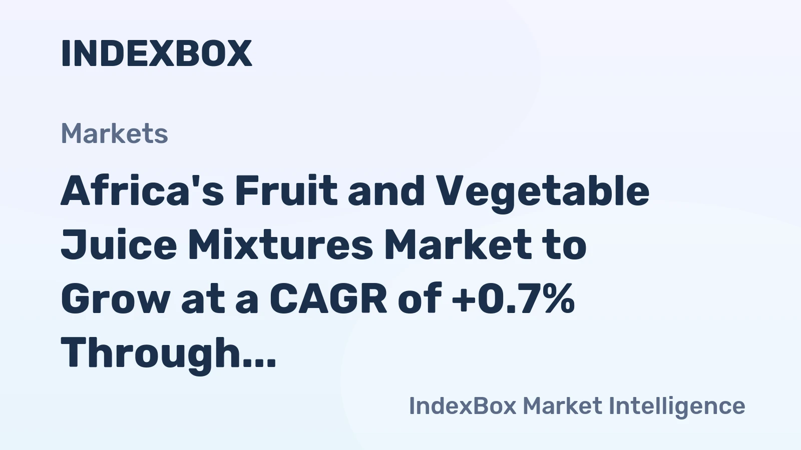 Africa's Fruit and Vegetable Juice Mixtures Market to Grow at a CAGR of +0.7% Through 2035, Reaching 3.7M Tons