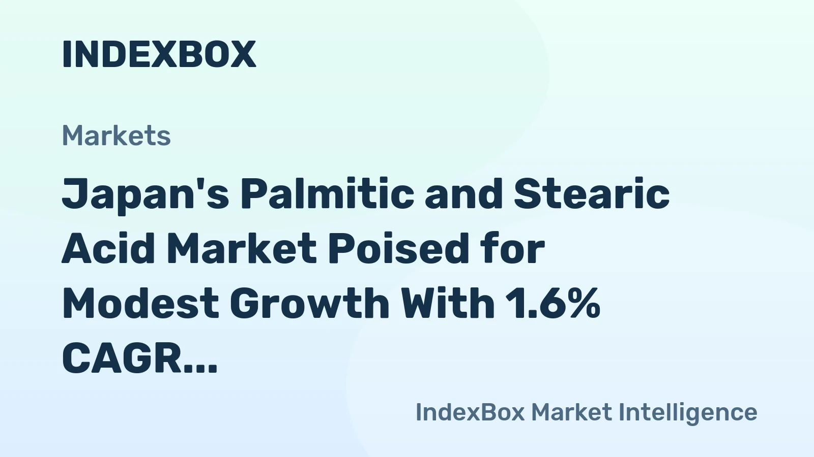 Japan's Palmitic and Stearic Acid Market Poised for Modest Growth With 1.6% CAGR Through 2035