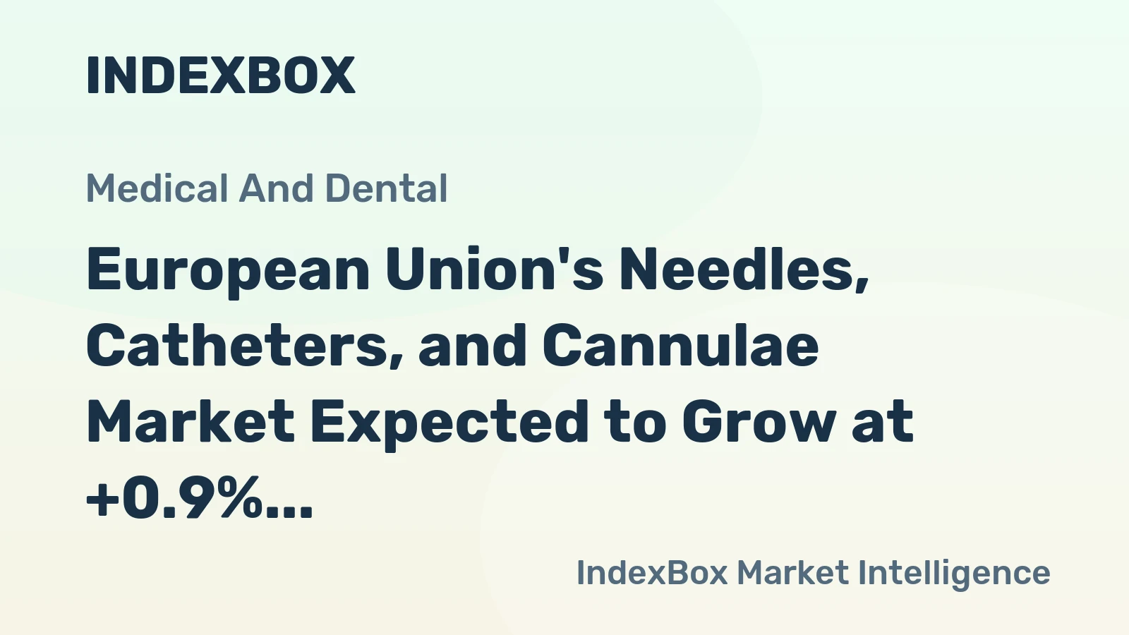 European Union's Needles, Catheters, and Cannulae Market Expected to Grow at +0.9% CAGR Over Next Decade