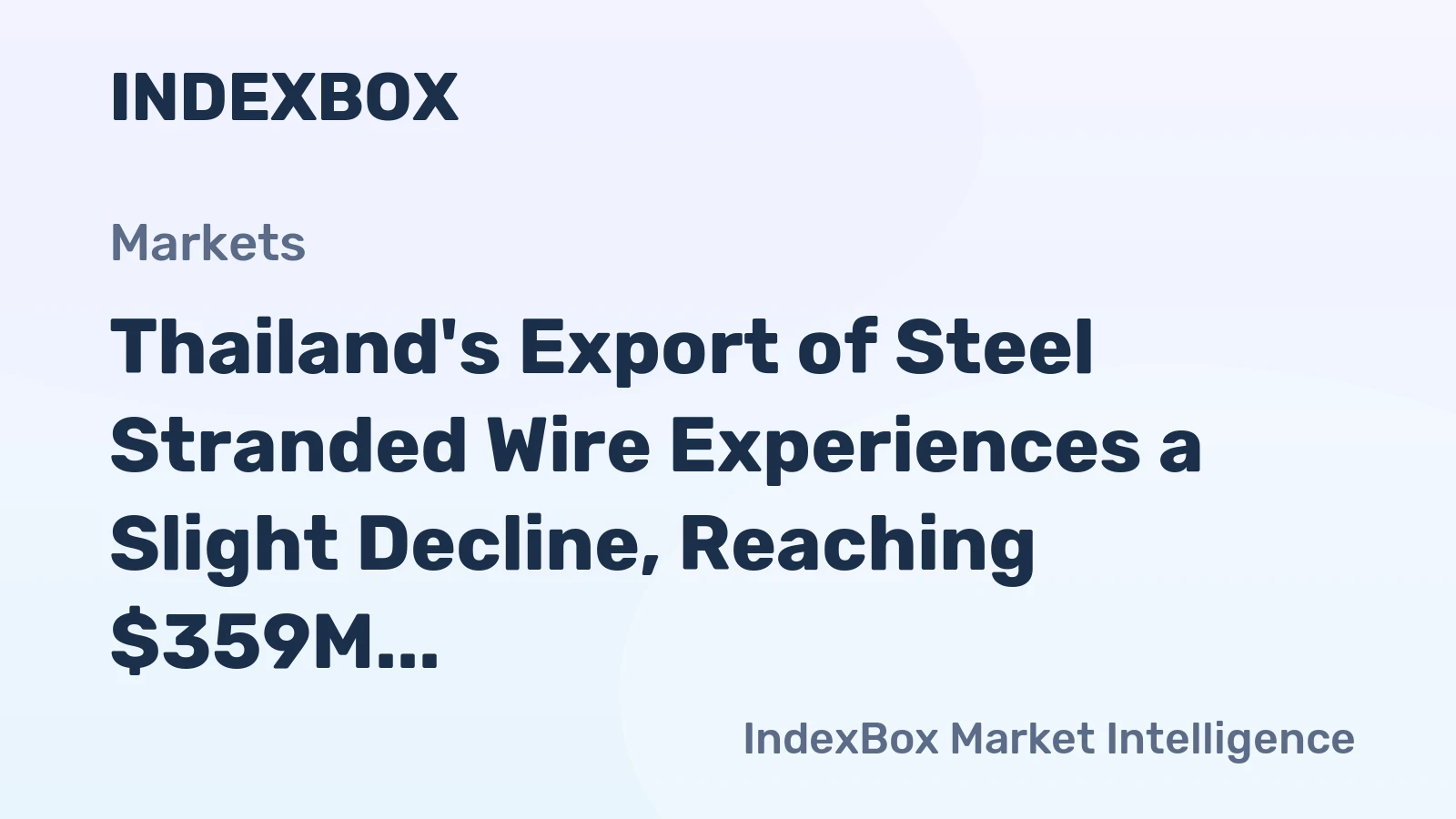 Thailand's Export of Steel Stranded Wire Experiences a Slight Decline, Reaching $359M in 2023