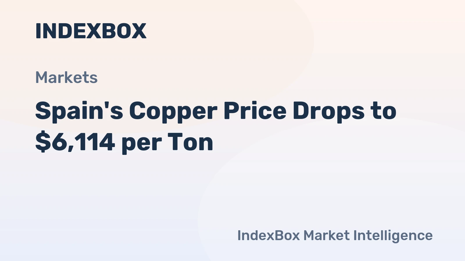 Spain's Copper Price Drops to $6,114 per Ton