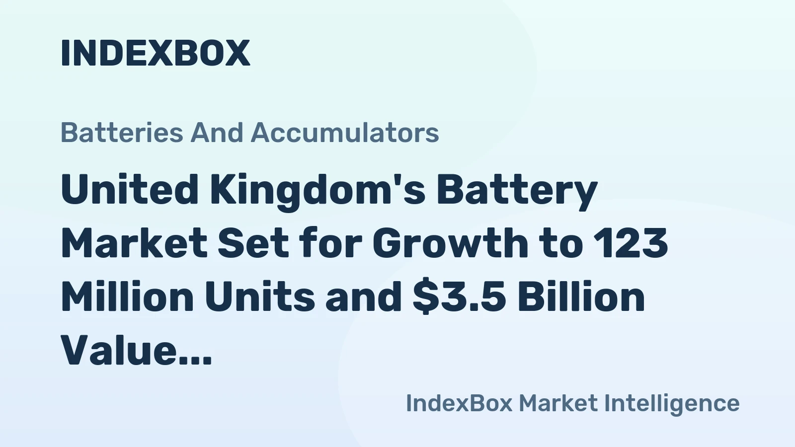 United Kingdom's Battery Market Set for Growth to 123 Million Units and $3.5 Billion Value