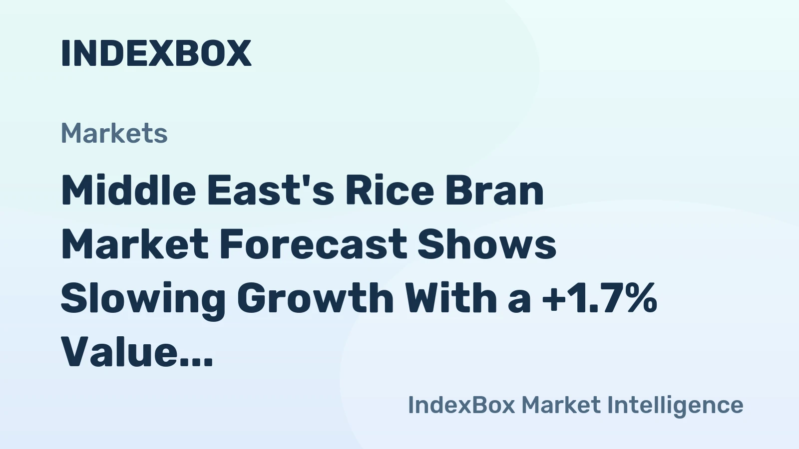Middle East's Rice Bran Market Forecast Shows Slowing Growth With a +1.7% Value CAGR Through 2035
