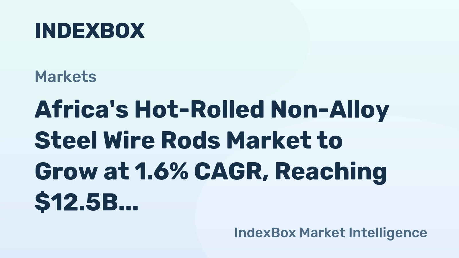 Africa's Hot-Rolled Non-Alloy Steel Wire Rods Market to Grow at 1.6% CAGR, Reaching $12.5B by 2035