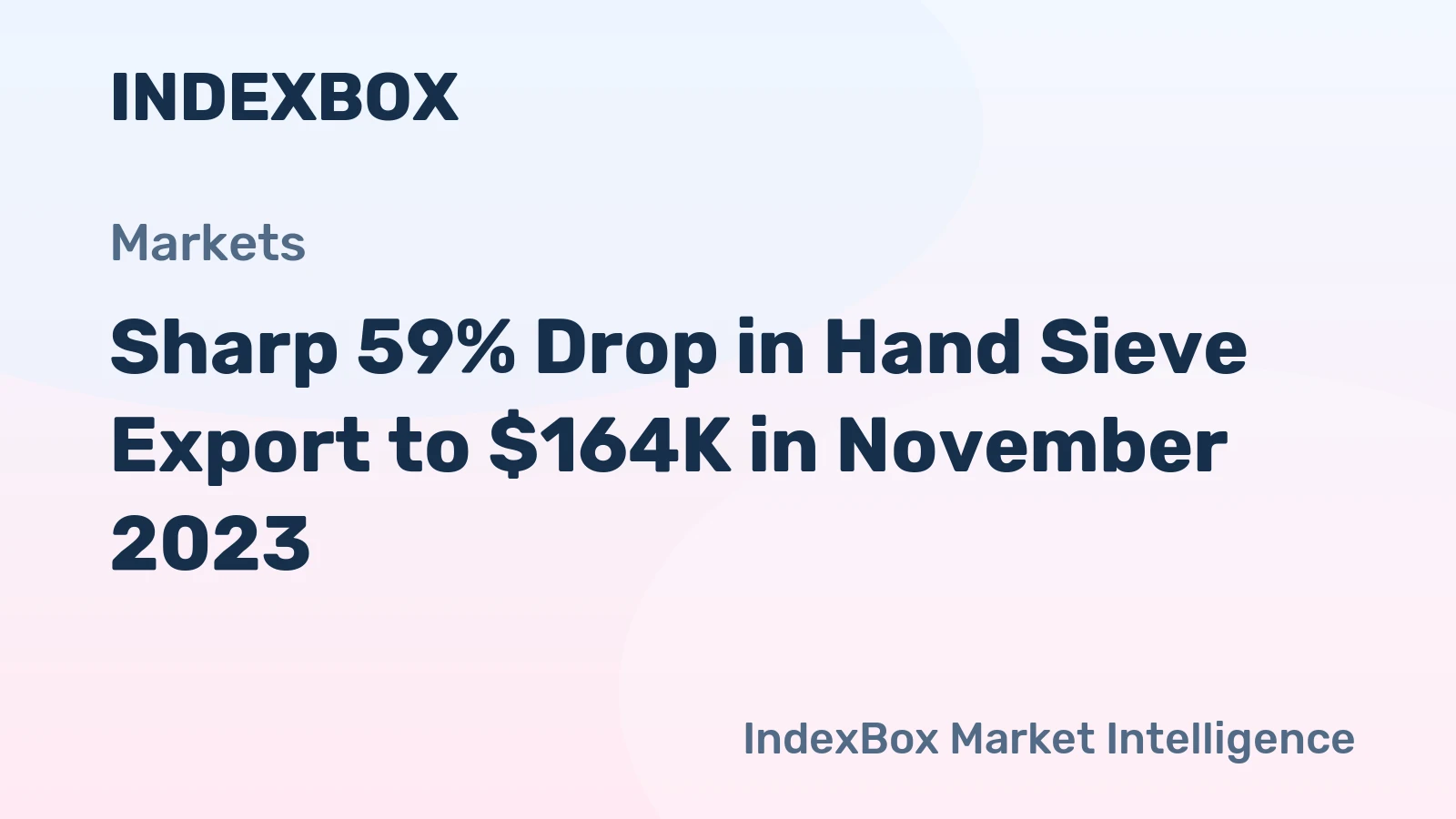 Sharp 59% Drop in Hand Sieve Export to $164K in November 2023