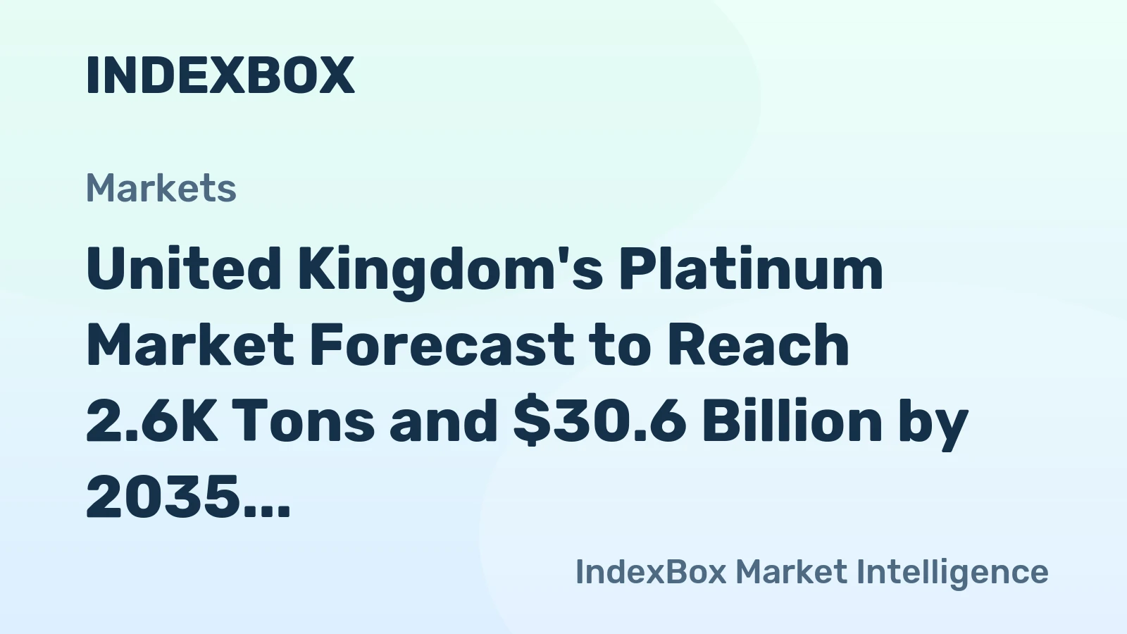 United Kingdom's Platinum Market Forecast to Reach 2.6K Tons and $30.6 Billion by 2035