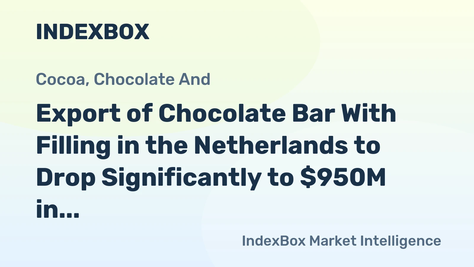 Export of Chocolate Bar With Filling in the Netherlands to Drop Significantly to $950M in 2024