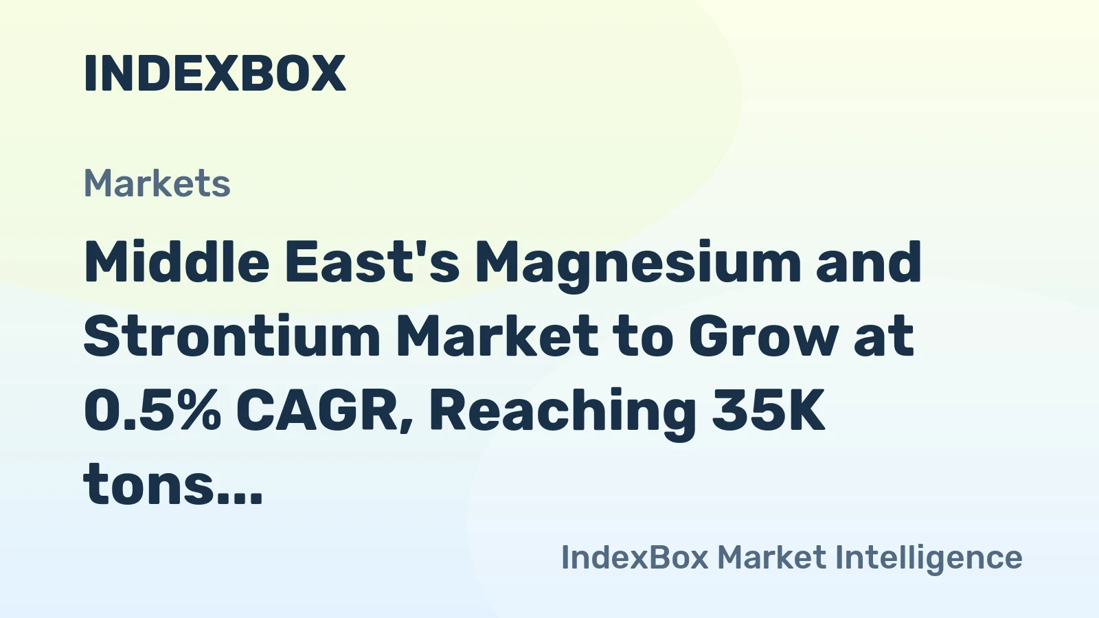 Middle East's Magnesium and Strontium Market to Grow at 0.5% CAGR, Reaching 35K tons by 2035