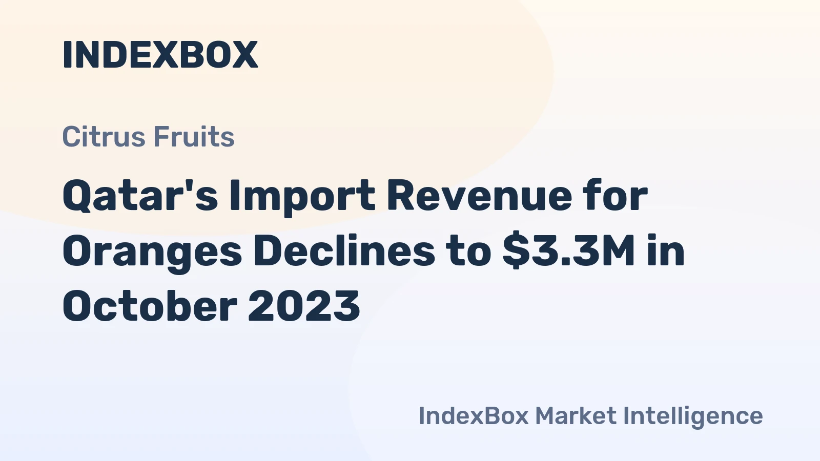 Qatar's Import Revenue for Oranges Declines to $3.3M in October 2023