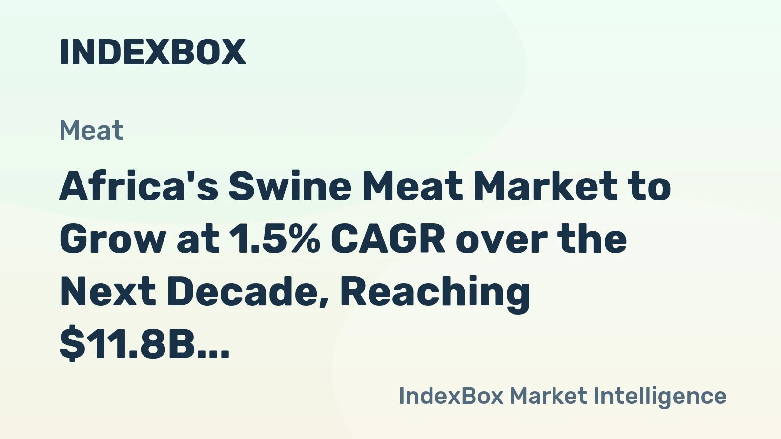 Africa's Swine Meat Market to Grow at 1.5% CAGR over the Next Decade, Reaching $11.8B by 2035