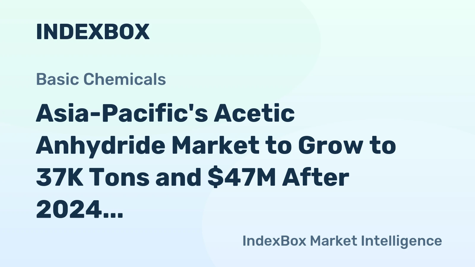 Asia-Pacific's Acetic Anhydride Market to Grow to 37K Tons and $47M After 2024 Contraction