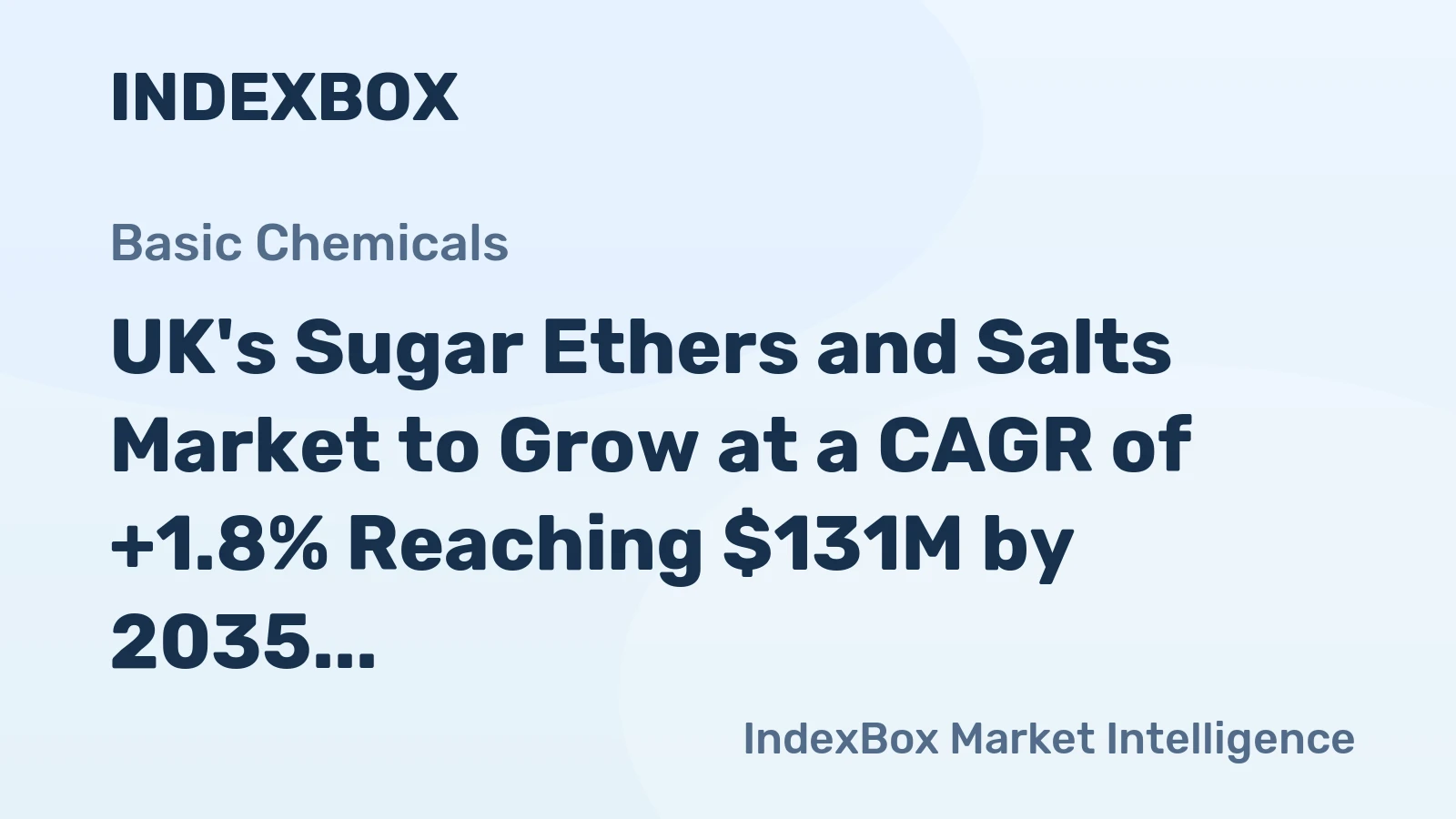 UK's Sugar Ethers and Salts Market to Grow at a CAGR of +1.8% Reaching $131M by 2035