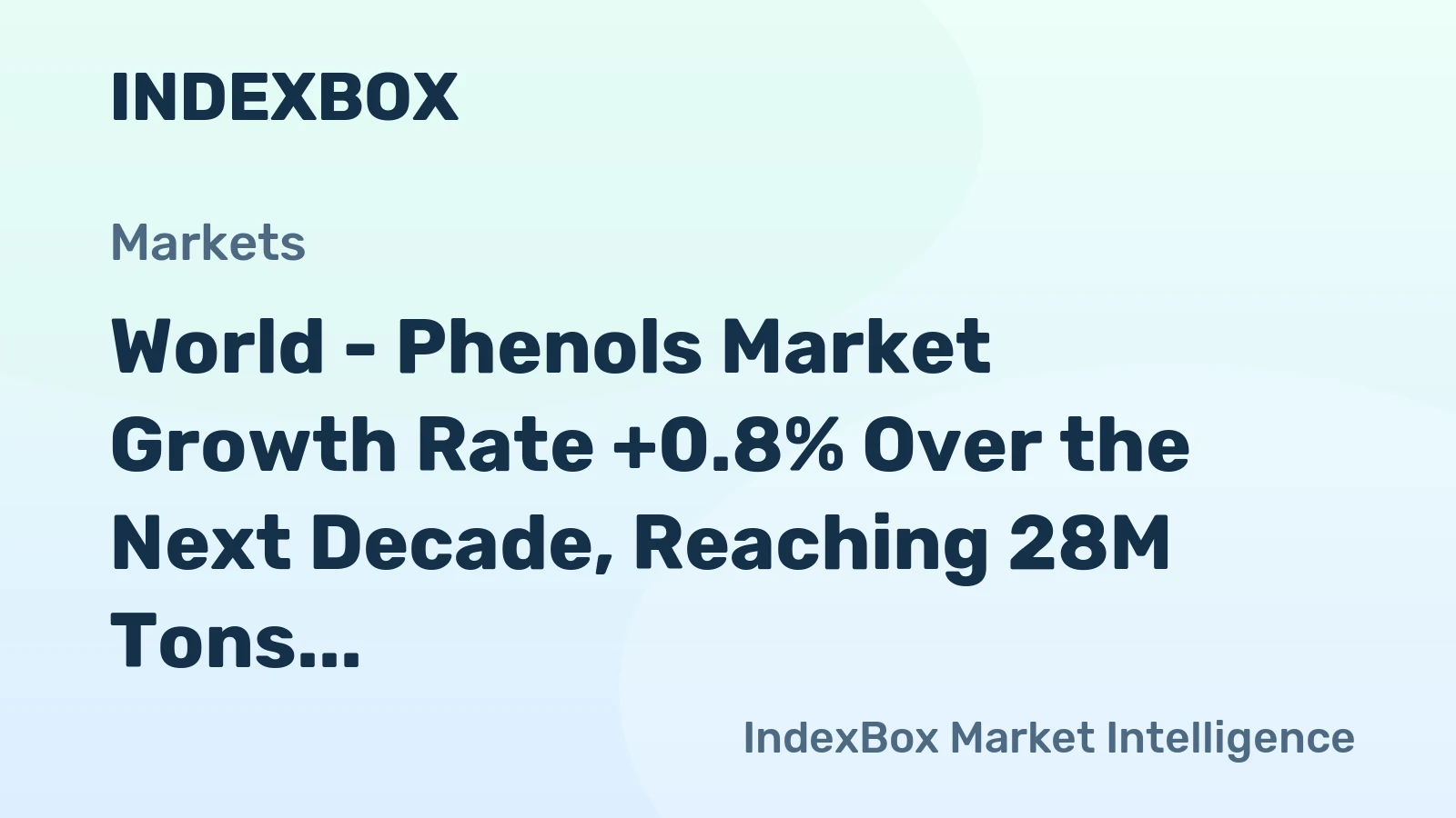 World - Phenols Market Growth Rate +0.8% Over the Next Decade, Reaching 28M Tons by 2035