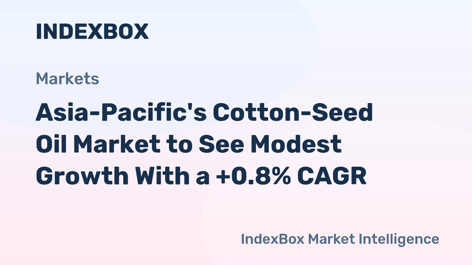 Asia-Pacific's Cotton-Seed Oil Market to See Modest Growth With a +0.8% CAGR