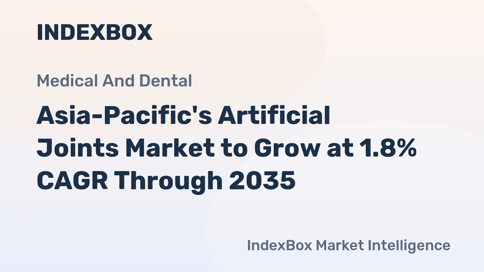 Asia-Pacific's Artificial Joints Market to Grow at 1.8% CAGR Through 2035