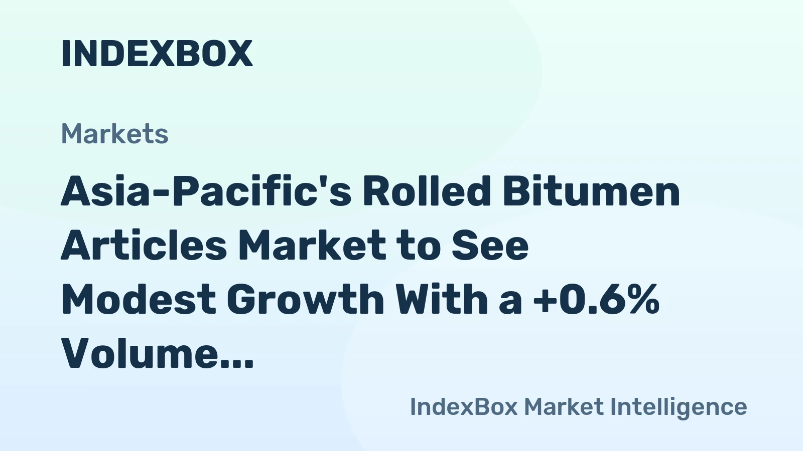 Asia-Pacific's Rolled Bitumen Articles Market to See Modest Growth With a +0.6% Volume CAGR Through 2035
