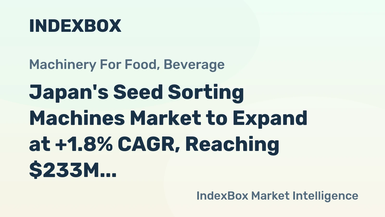 Japan's Seed Sorting Machines Market to Expand at +1.8% CAGR, Reaching $233M by 2035