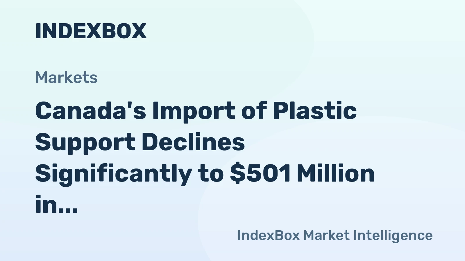 Canada's Import of Plastic Support Declines Significantly to $501 Million in 2023
