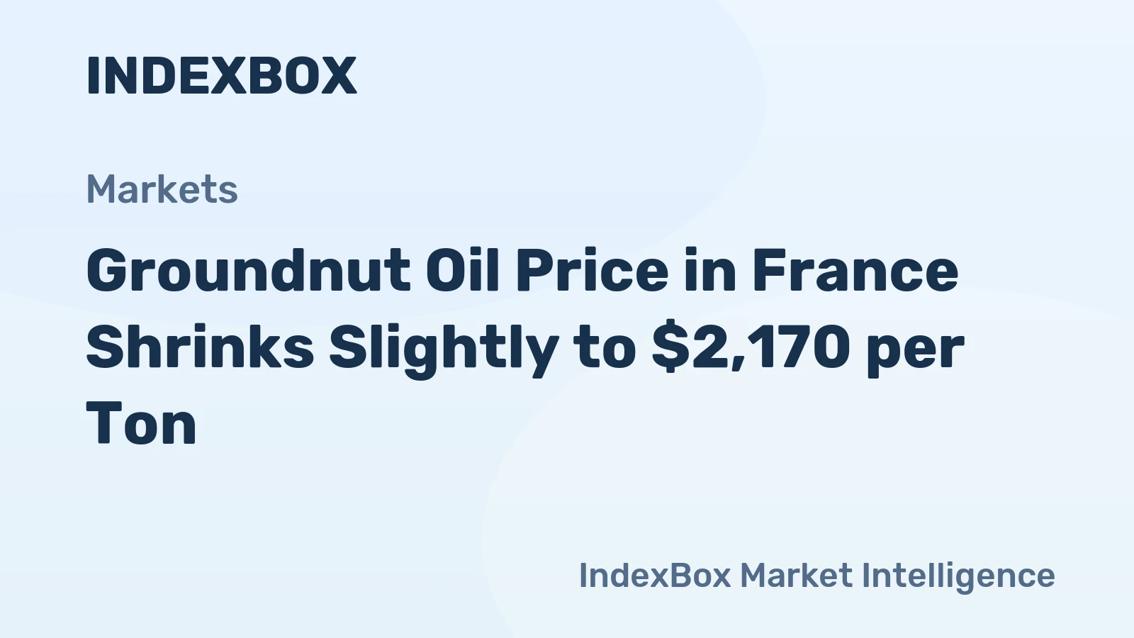 Groundnut Oil Price in France Shrinks Slightly to $2,170 per Ton