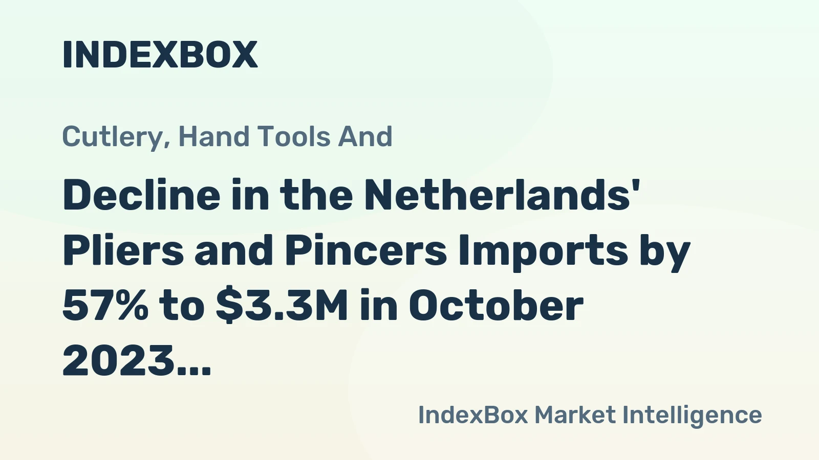 Decline in the Netherlands' Pliers and Pincers Imports by 57% to $3.3M in October 2023