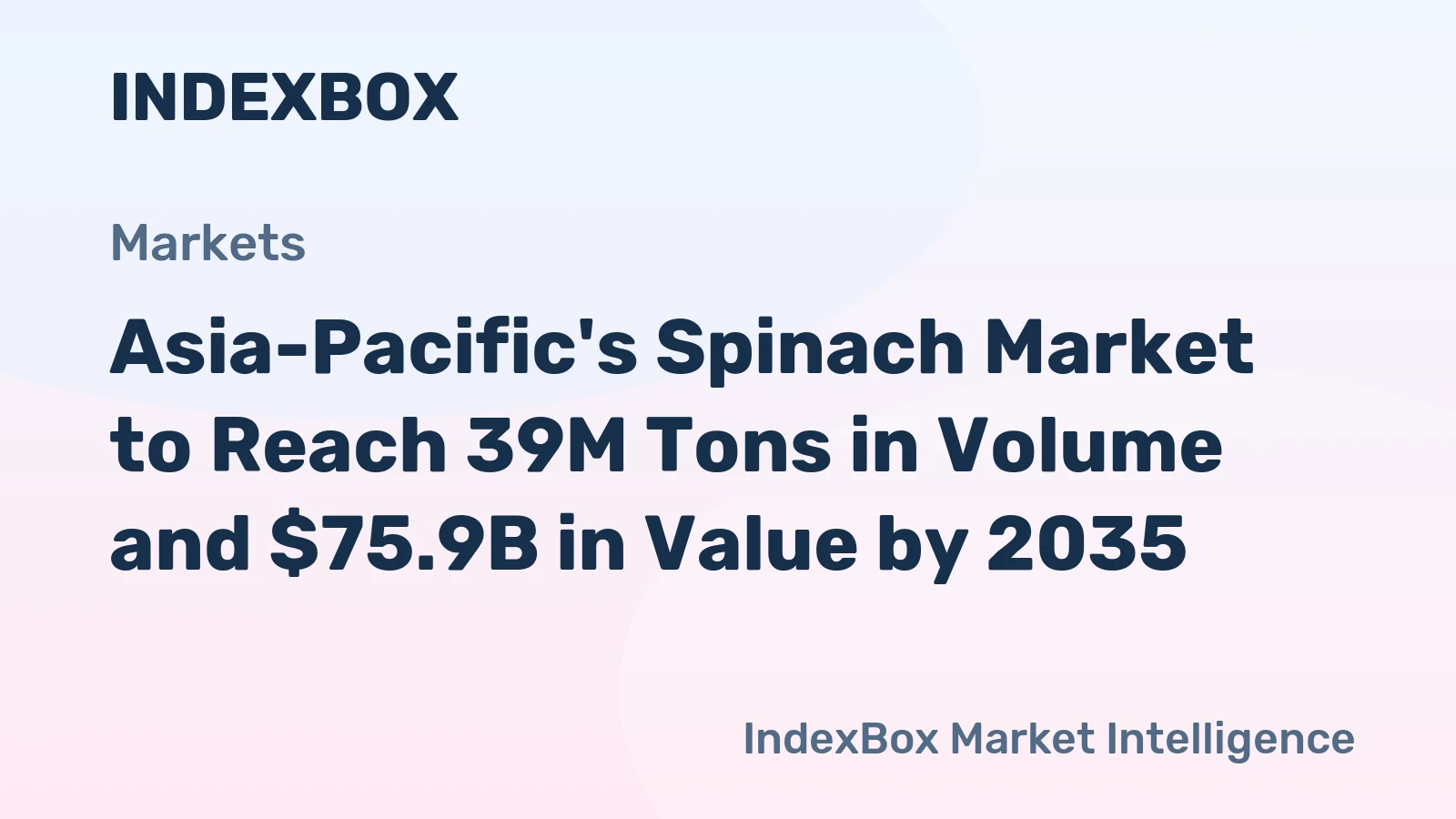 Asia-Pacific's Spinach Market to Reach 39M Tons in Volume and $75.9B in Value by 2035