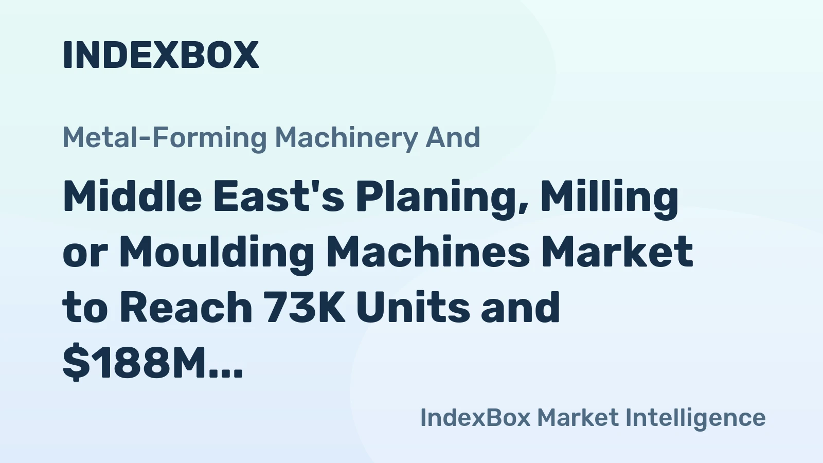Middle East's Planing, Milling or Moulding Machines Market to Reach 73K Units and $188M by 2035