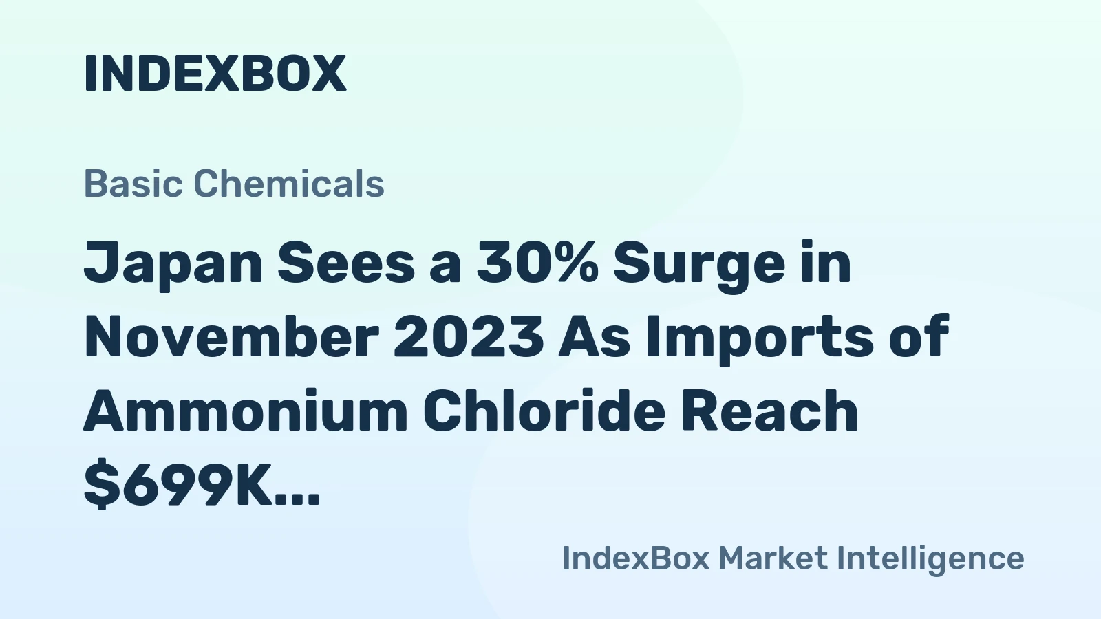 Japan Sees a 30% Surge in November 2023 As Imports of Ammonium Chloride Reach $699K