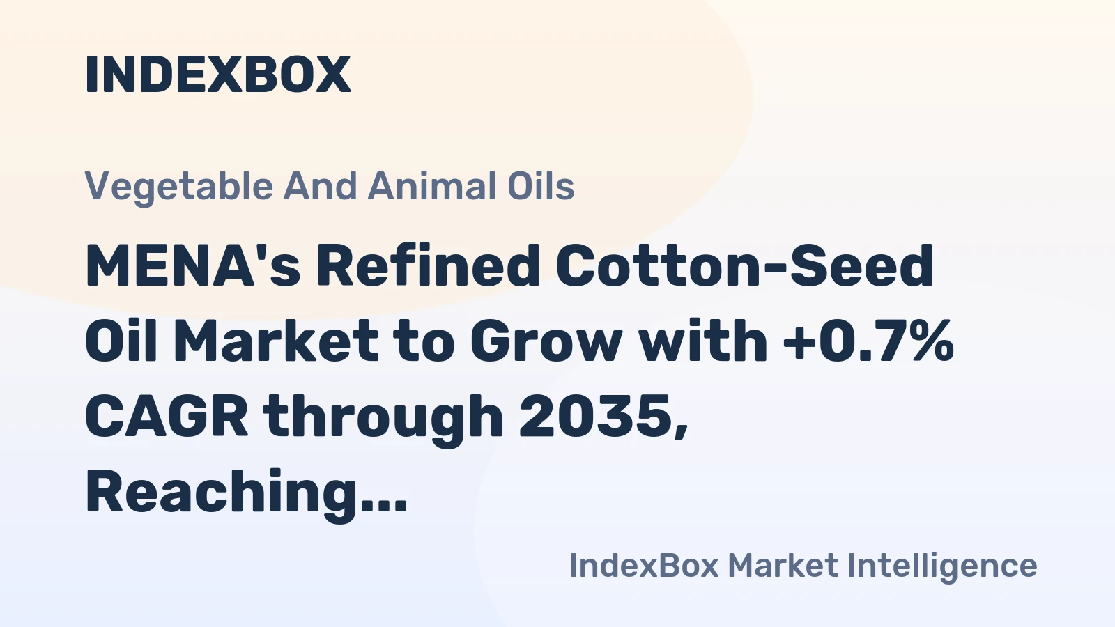 MENA's Refined Cotton-Seed Oil Market to Grow with +0.7% CAGR through 2035, Reaching 379K Tons