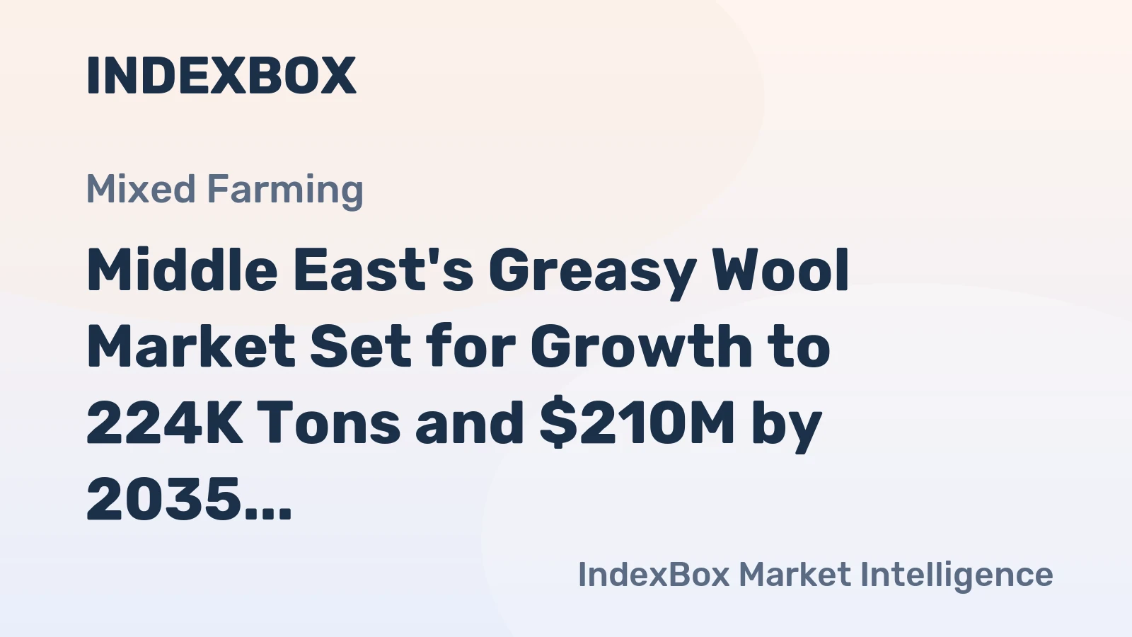Middle East's Greasy Wool Market Set for Growth to 224K Tons and $210M by 2035