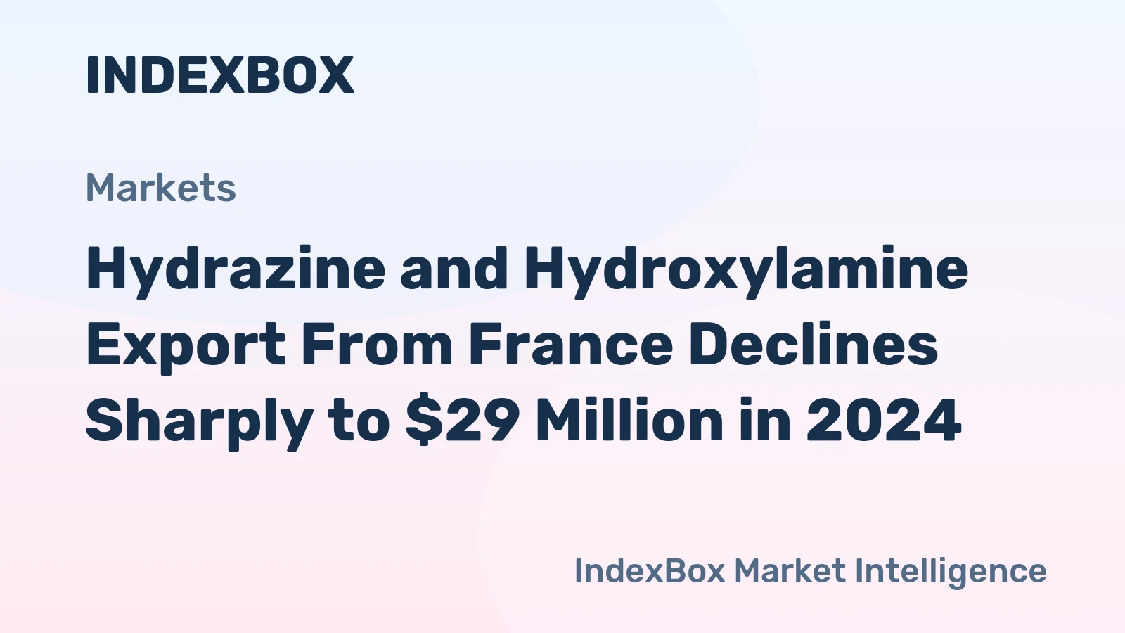 Hydrazine and Hydroxylamine Export From France Declines Sharply to $29 Million in 2024