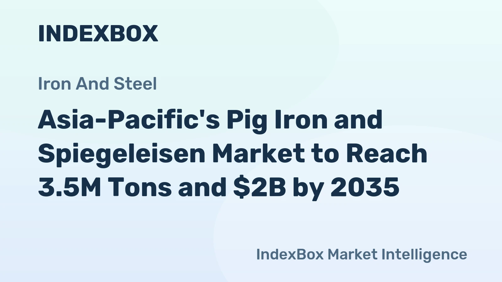 Asia-Pacific's Pig Iron and Spiegeleisen Market to Reach 3.5M Tons and $2B by 2035