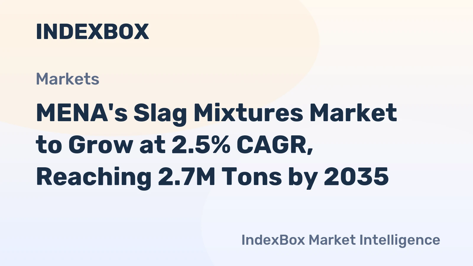 MENA's Slag Mixtures Market to Grow at 2.5% CAGR, Reaching 2.7M Tons by 2035
