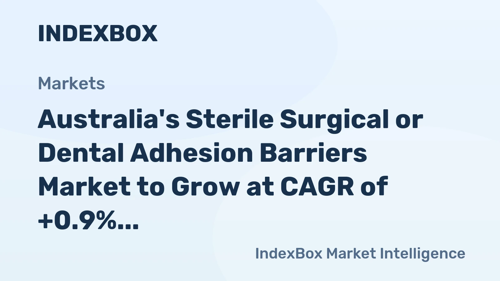 Australia's Sterile Surgical or Dental Adhesion Barriers Market to Grow at CAGR of +0.9% Leading to 1.1K Tons by 2035