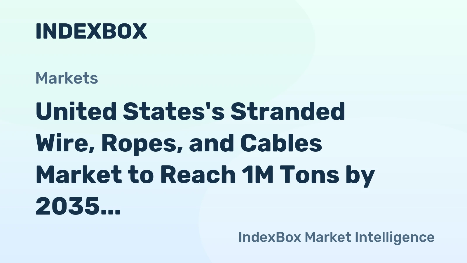 United States's Stranded Wire, Ropes, and Cables Market to Reach 1M Tons by 2035, Valued at $3.2B
