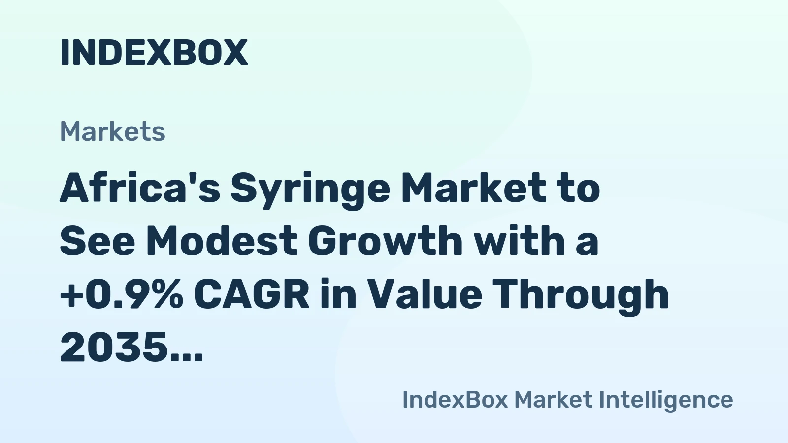Africa's Syringe Market to See Modest Growth with a +0.9% CAGR in Value Through 2035