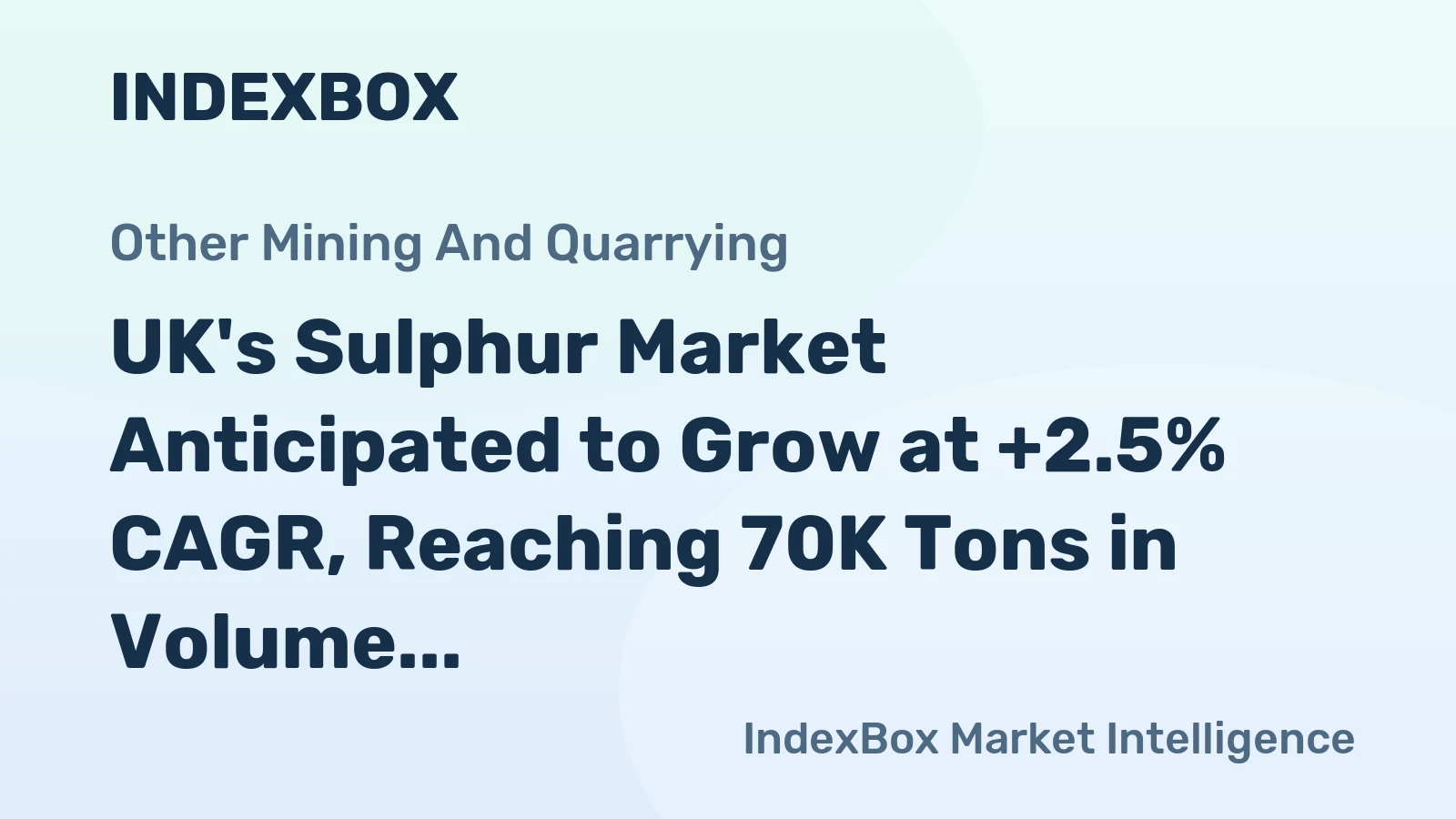 UK's Sulphur Market Anticipated to Grow at +2.5% CAGR, Reaching 70K Tons in Volume and $12M in Value by 2035
