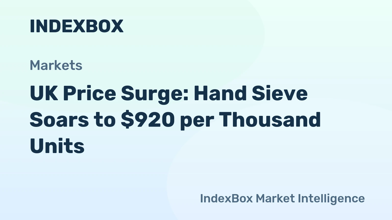 UK Price Surge: Hand Sieve Soars to $920 per Thousand Units