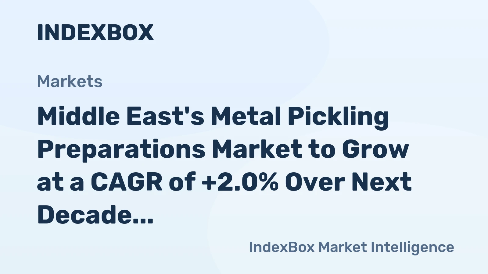 Middle East's Metal Pickling Preparations Market to Grow at a CAGR of +2.0% Over Next Decade