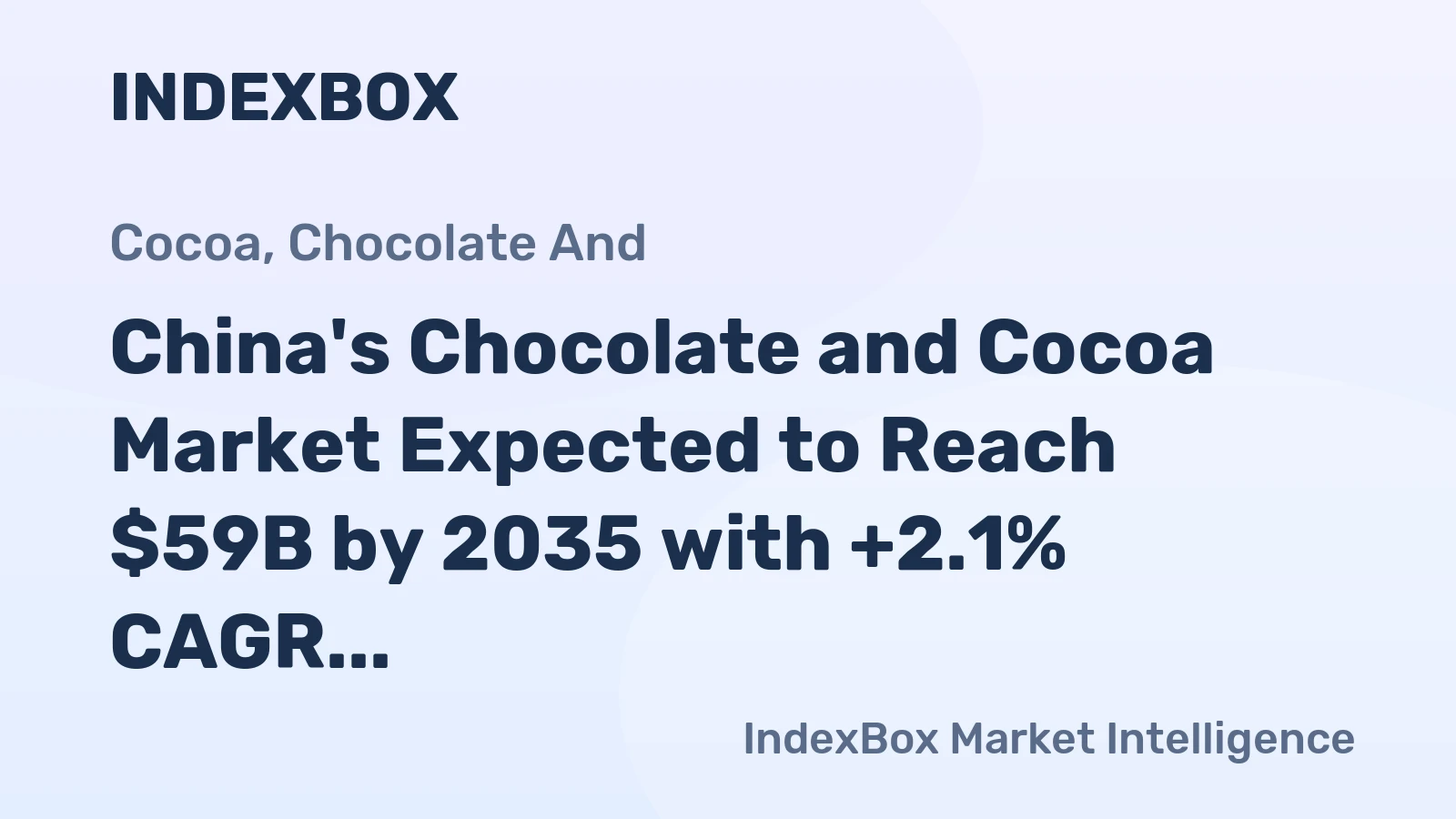 China's Chocolate and Cocoa Market Expected to Reach $59B by 2035 with +2.1% CAGR in Volume