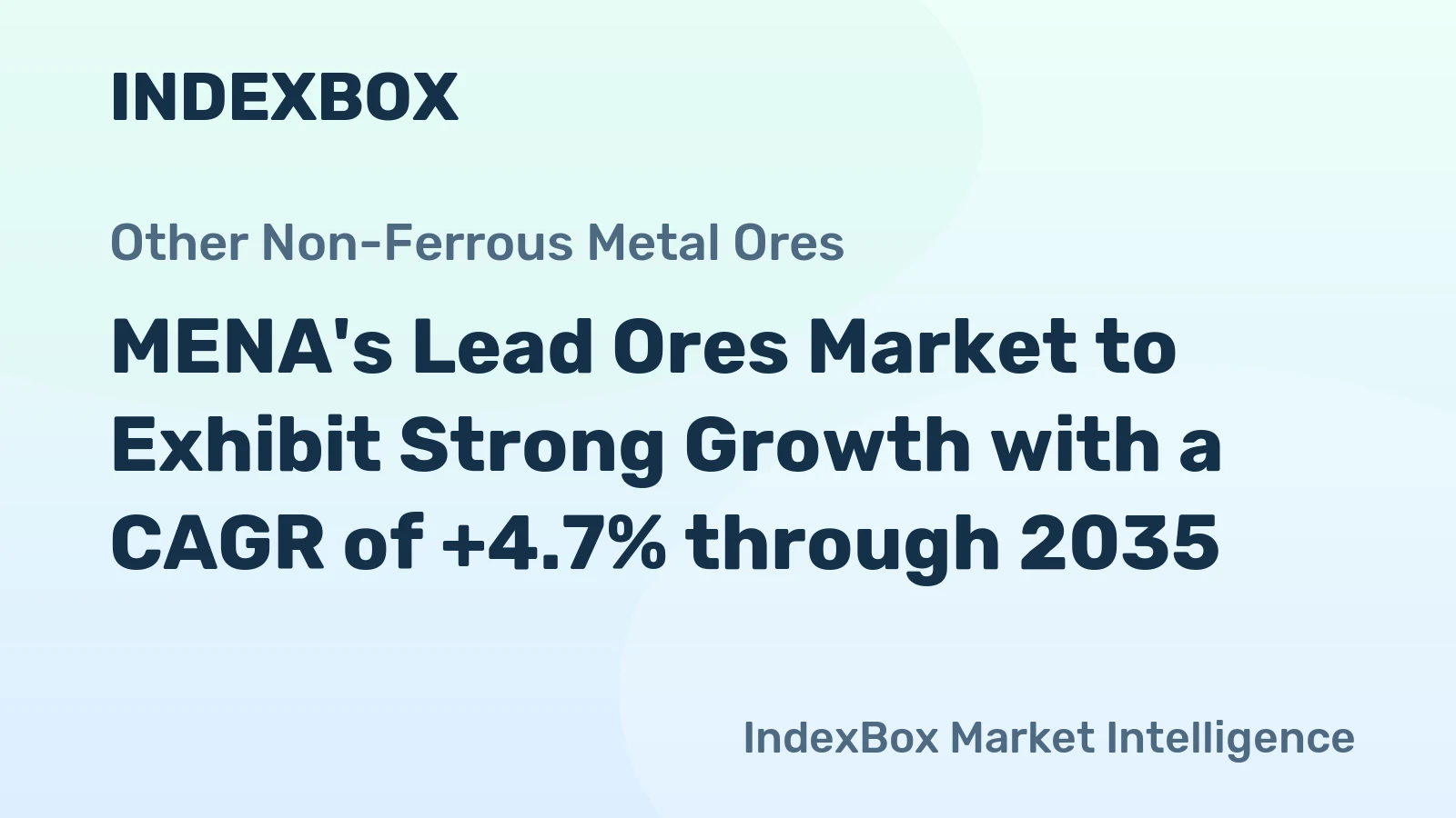 MENA's Lead Ores Market to Exhibit Strong Growth with a CAGR of +4.7% through 2035