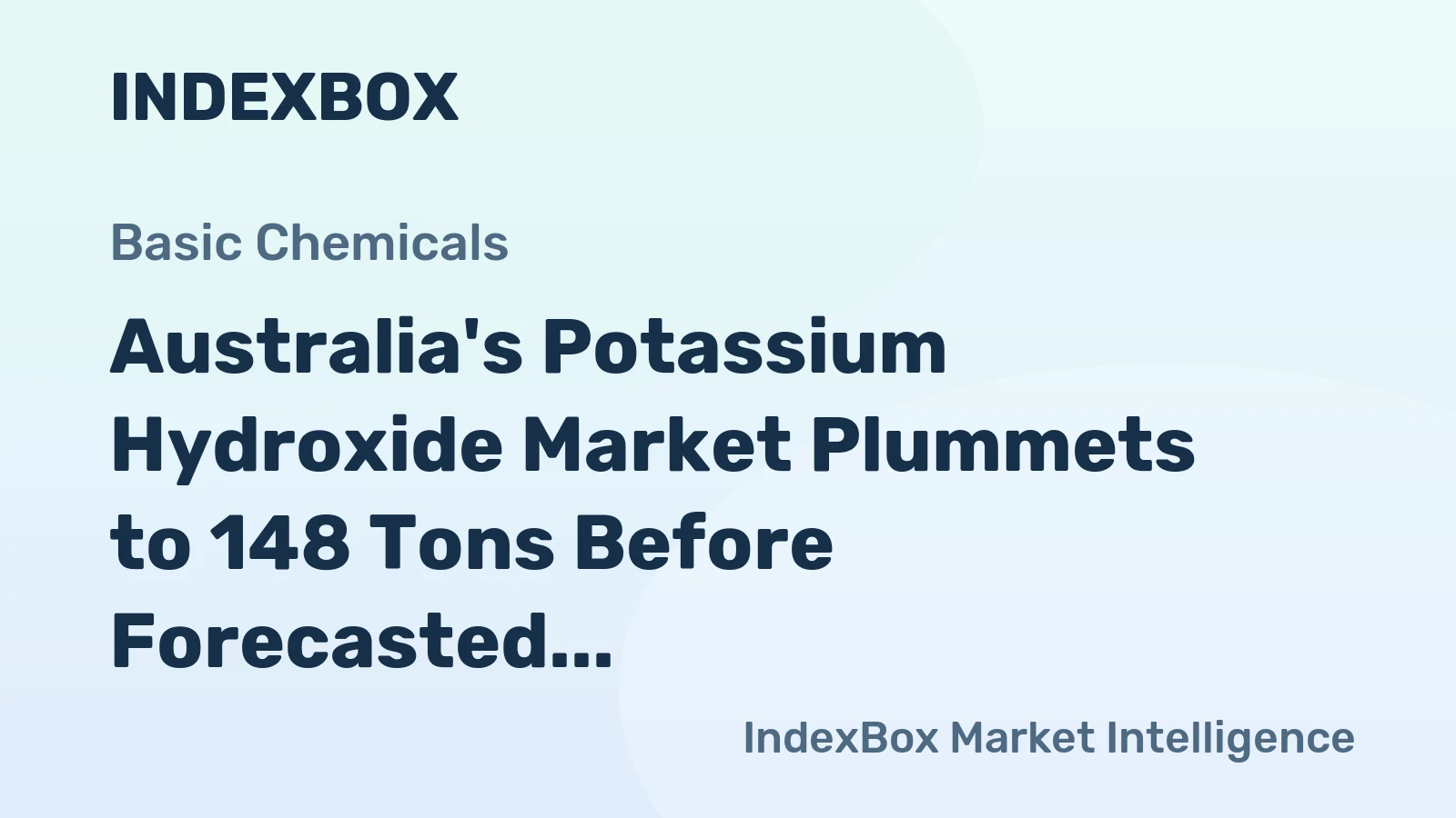 Australia's Potassium Hydroxide Market Plummets to 148 Tons Before Forecasted Slow Growth