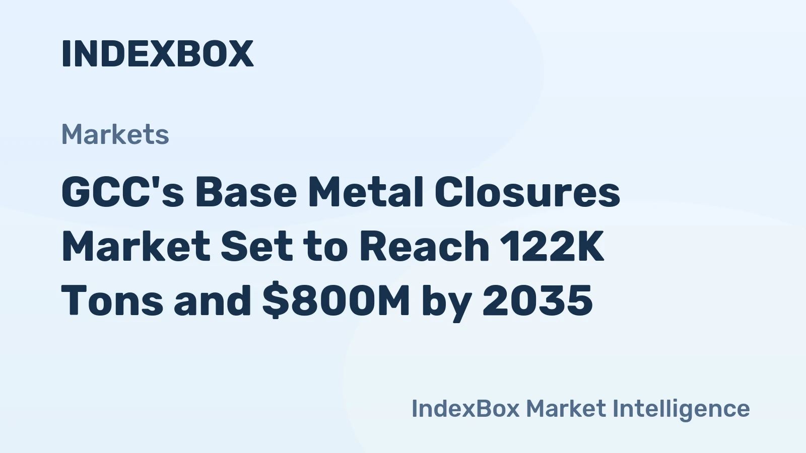 GCC's Base Metal Closures Market Set to Reach 122K Tons and $800M by 2035