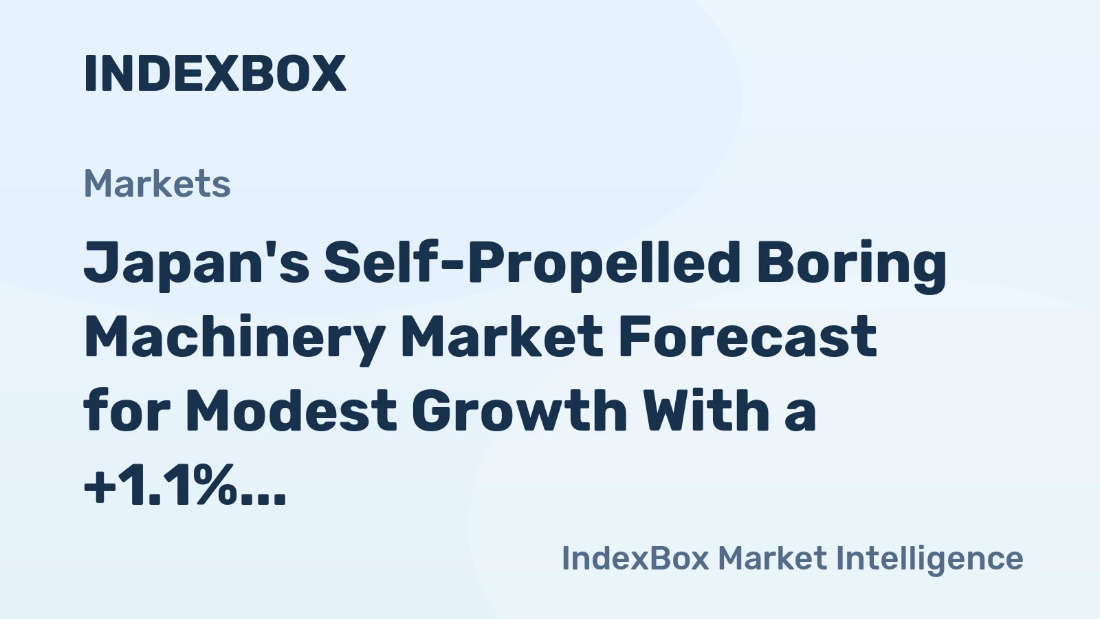 Japan's Self-Propelled Boring Machinery Market Forecast for Modest Growth With a +1.1% CAGR in Value