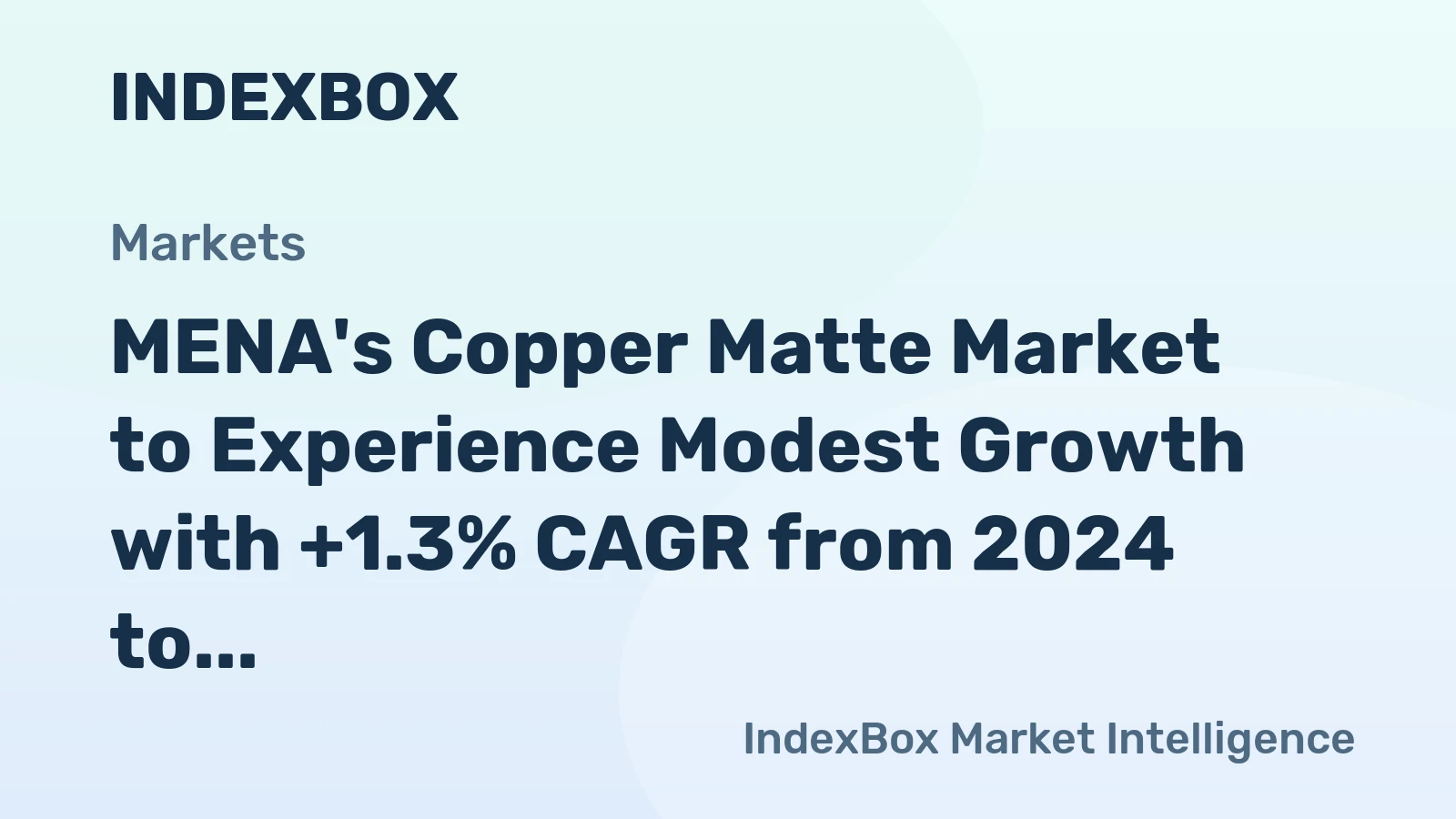 MENA's Copper Matte Market to Experience Modest Growth with +1.3% CAGR from 2024 to 2035