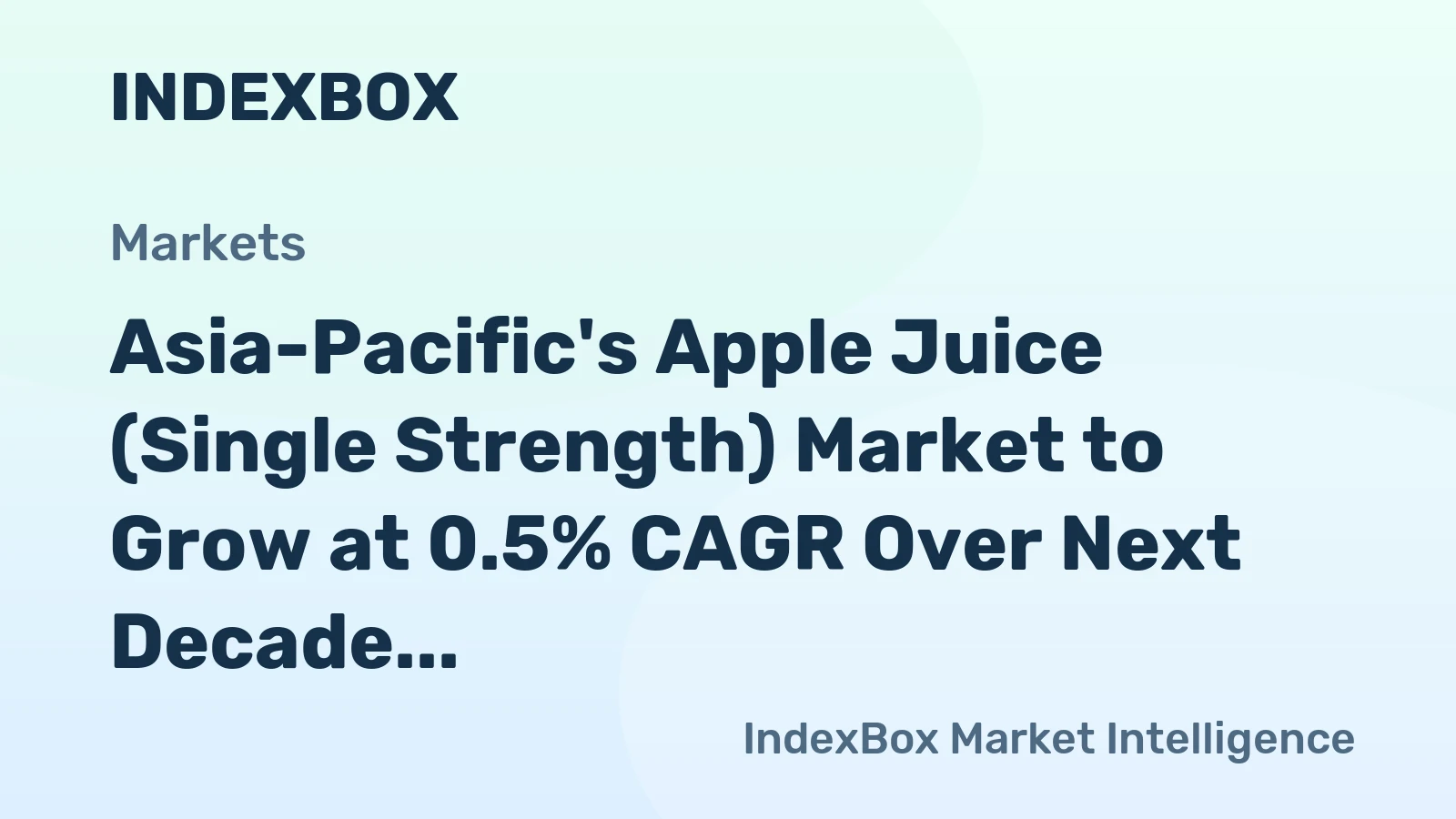 Asia-Pacific's Apple Juice (Single Strength) Market to Grow at 0.5% CAGR Over Next Decade