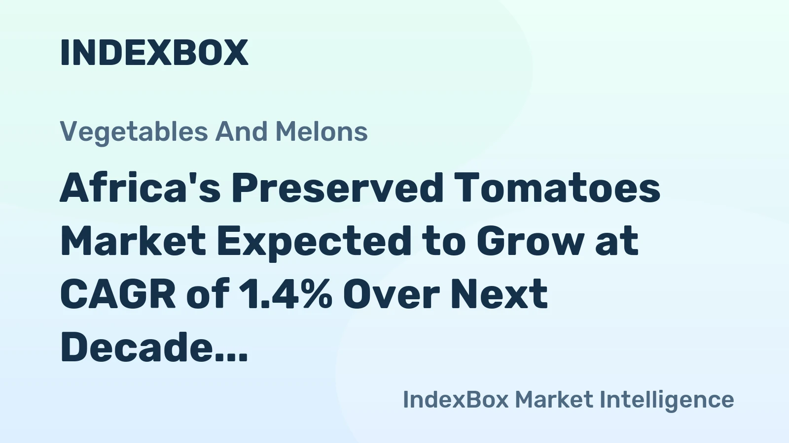 Africa's Preserved Tomatoes Market Expected to Grow at CAGR of 1.4% Over Next Decade, Reaching $3.9B by 2035